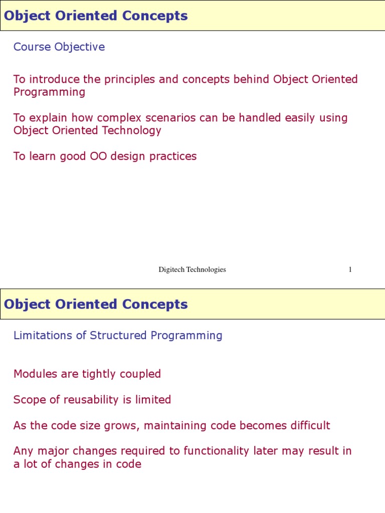 Object Oriented Concepts | PDF | Method (Computer Programming) | Class (Computer Programming)