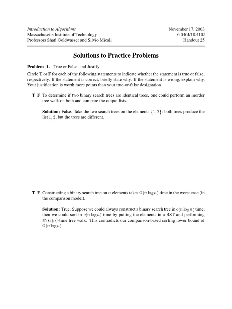 Mit Quiz Solutions 2 | PDF | Theoretical Computer Science | Mathematical Logic
