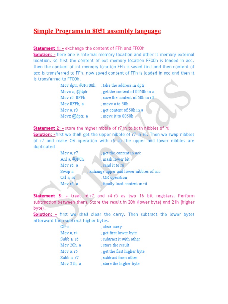 8051 Assembly Language Programs | PDF | Digital Technology | Computer Data 8051 Assembly Language Programs | PDF | Digital Technology | Computer Data