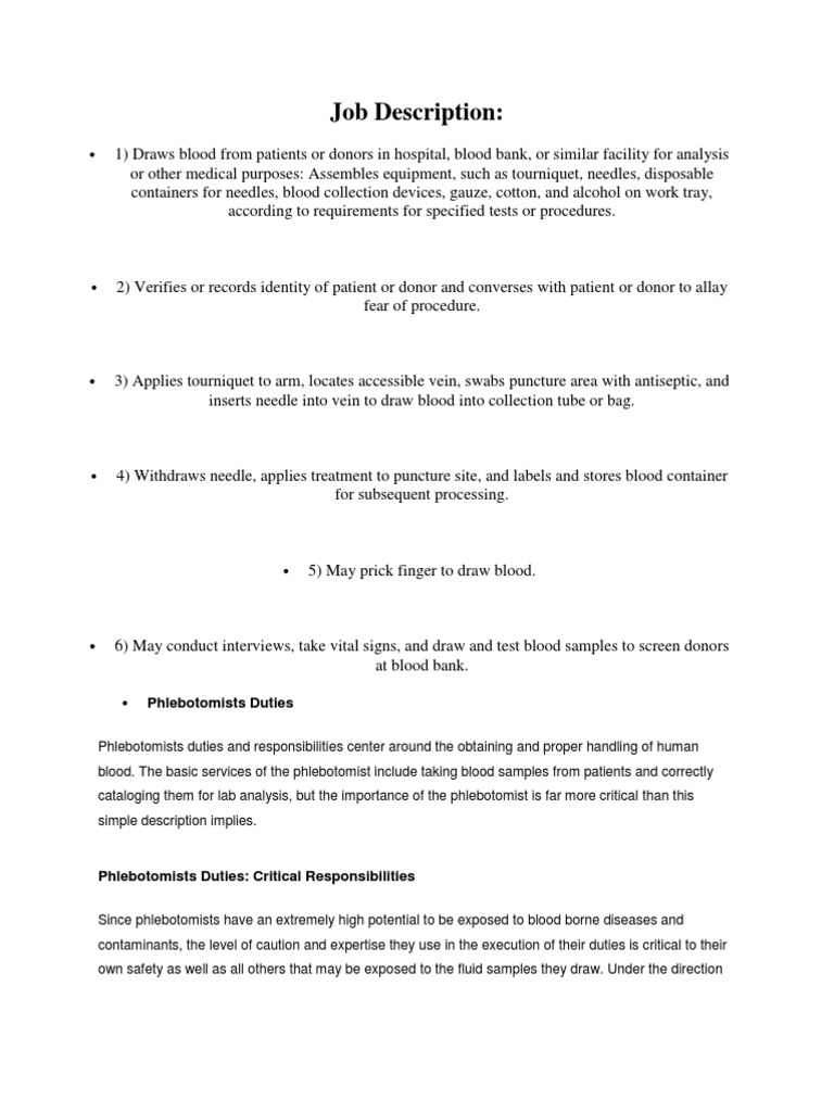 Job Description | Medicine | Medical Specialties