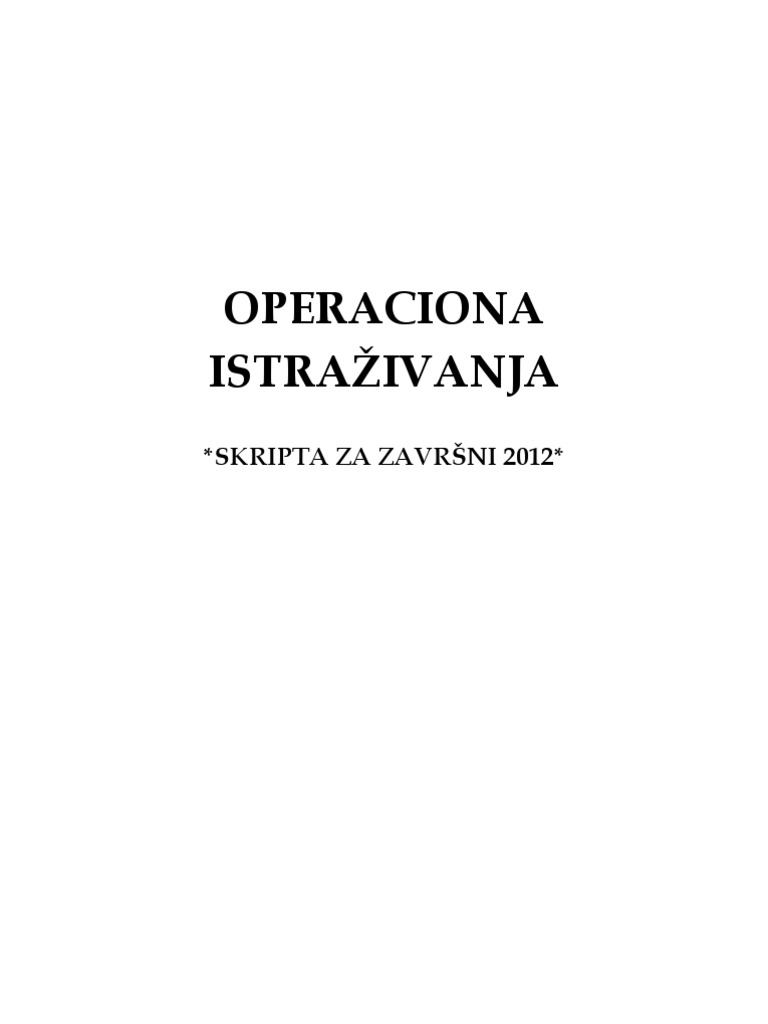 Operaciona Istrazivanja | PDF