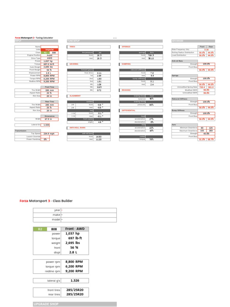 Forza Motorsport 3 Tuning Form | PDF | Ferrari | Audi