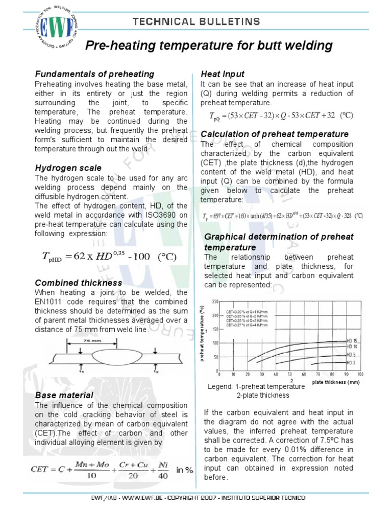 Ewf - Technical Sheet - Calculation of Preheat Temperature For Butt ...