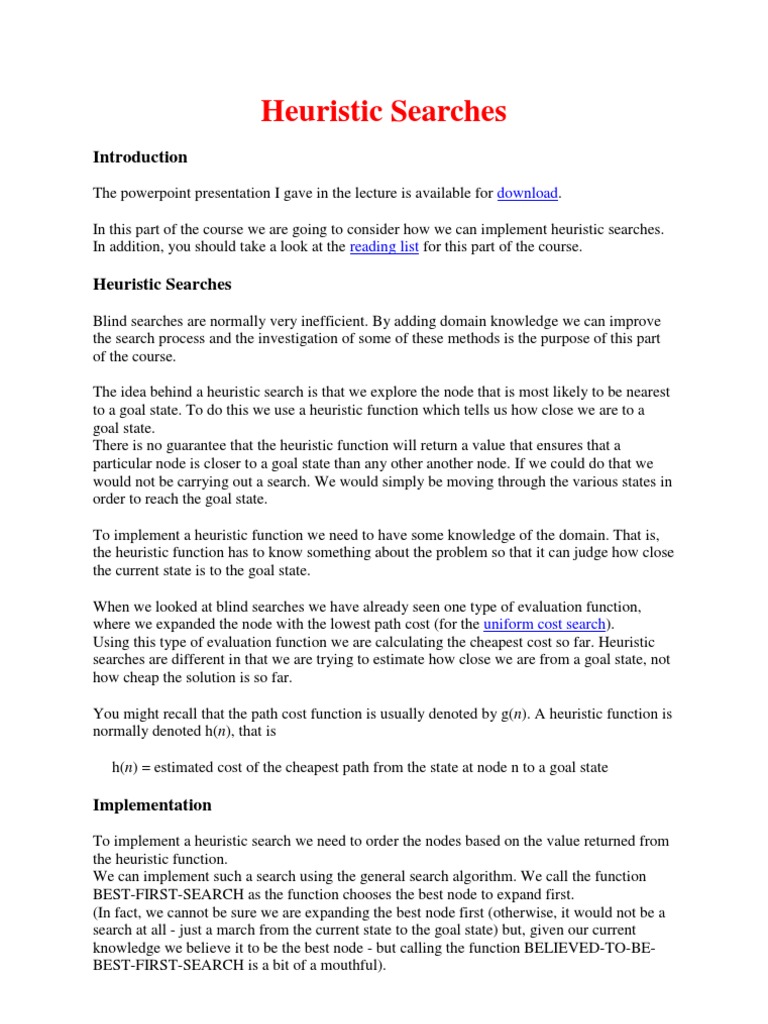 Heuristic Searches: Download | PDF | Theoretical Computer Science ...