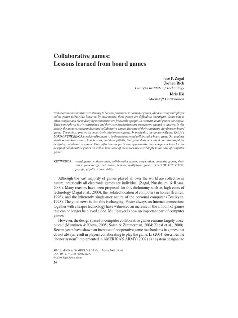 Collaborative Games: Lessons Learned From Board Games | PDF | The Lord ...