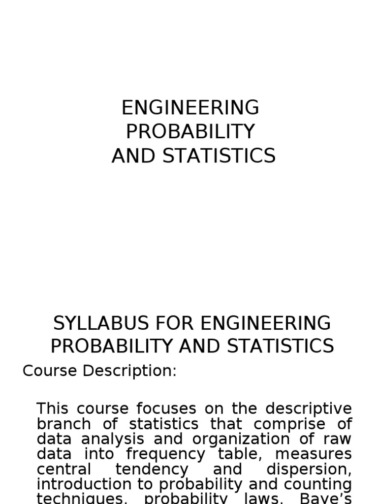 Engineering Probability and Statistics | PDF | Mode (Statistics ...