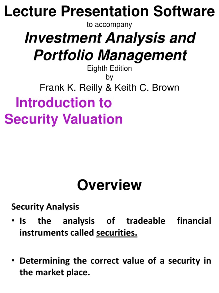 Week 1 - Introduction To Security Valuation | PDF | Securities (Finance ...
