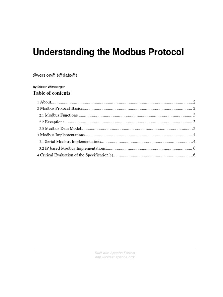 Understanding The Modbus Protocol: @version@ (@date@) | PDF ...