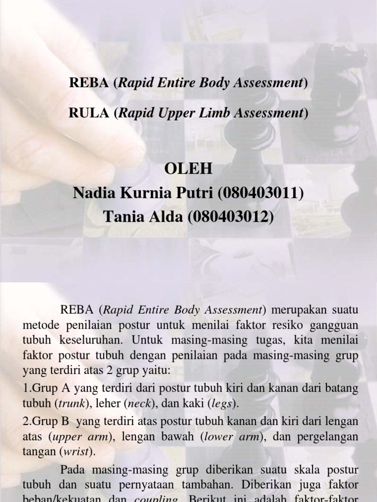 Penilaian Metode RULA dan REBA | PDF