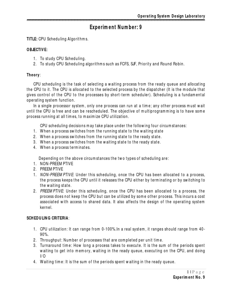 Cpu Scheduling Algorithm Pdf Scheduling Computing Process Computing