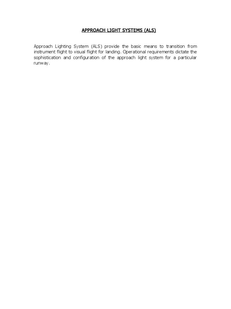 Approach Lighting System | PDF | Aviation | Aerospace Engineering