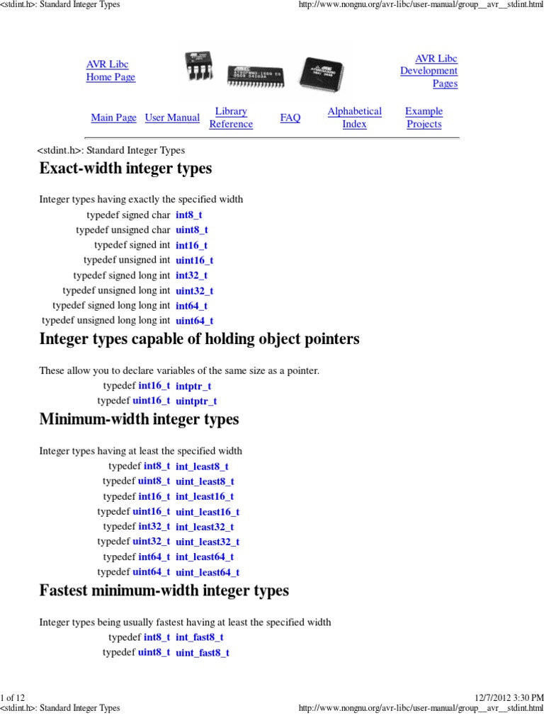 Standard Integer Types - Stdint | PDF | Integer (Computer Science) | 64 ...