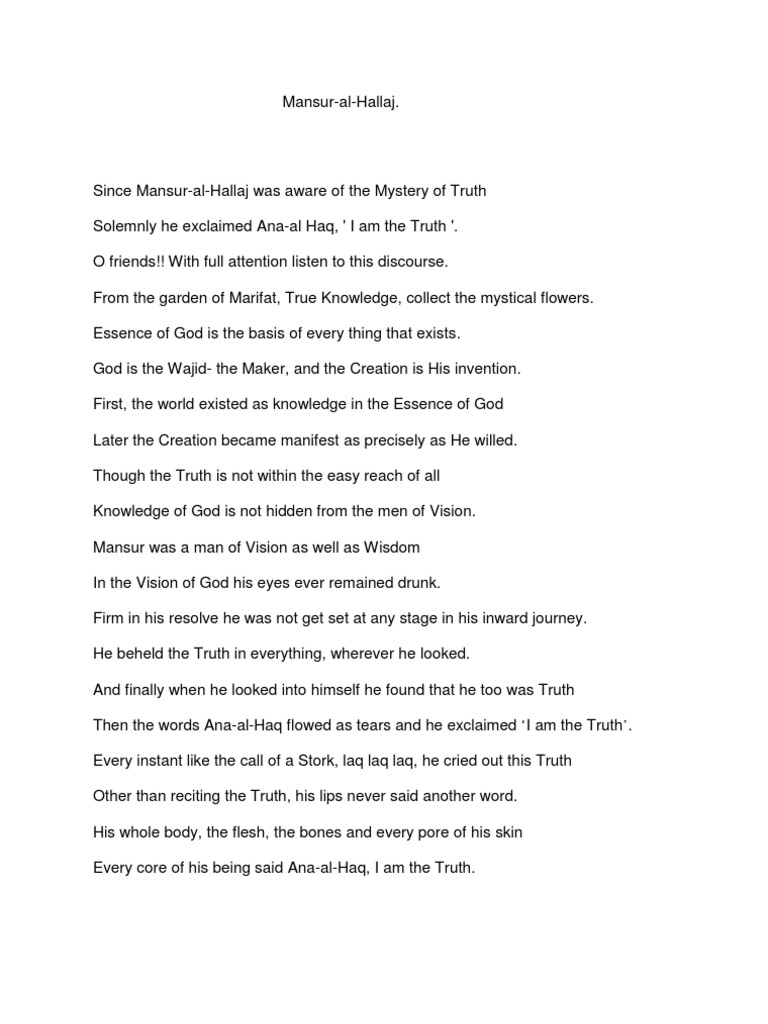 Mansoor Al Hallaj | PDF | Sufism | Truth