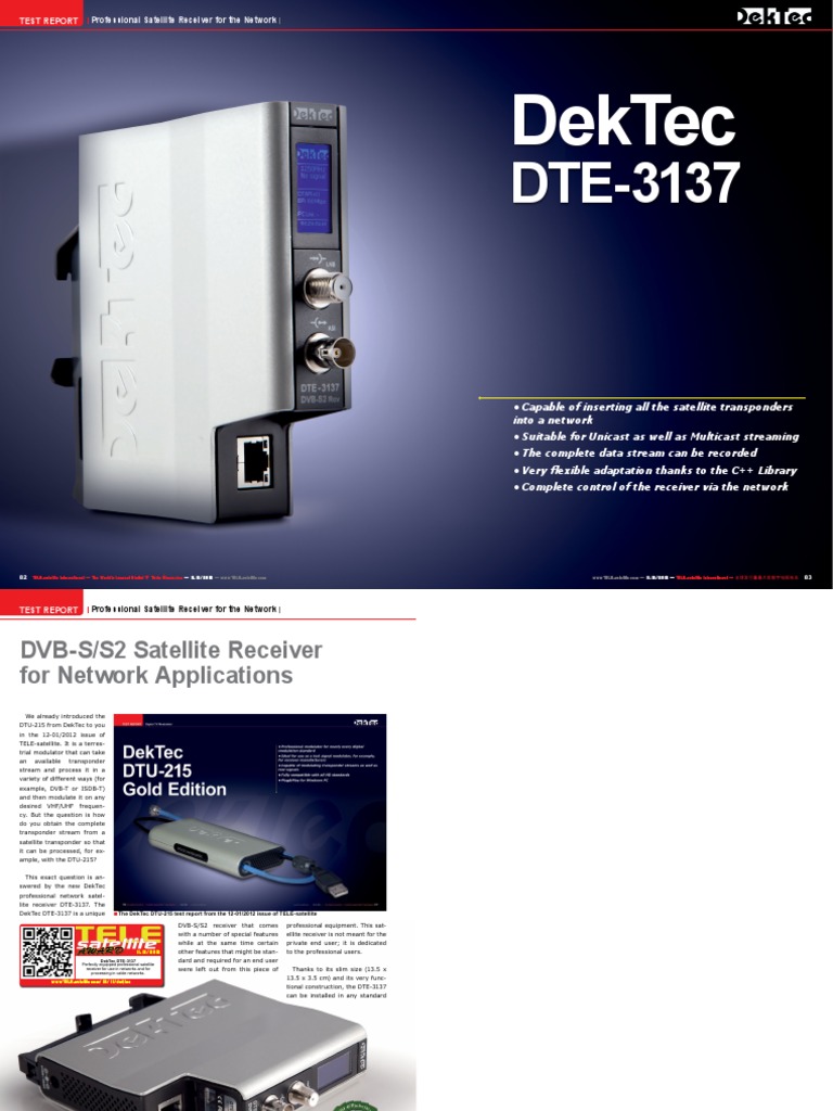 DekTec DTE-3137 | PDF | Streaming Media | Satellite Television