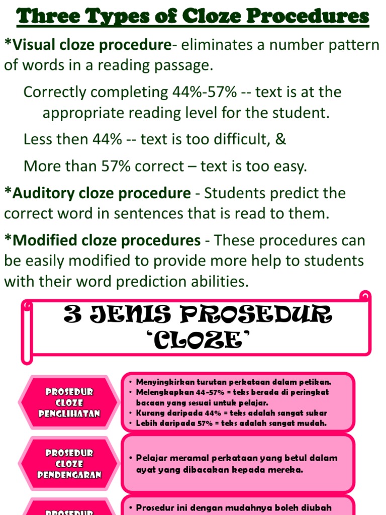 Cloze Procedures & Reading Tests | PDF | Career & Growth