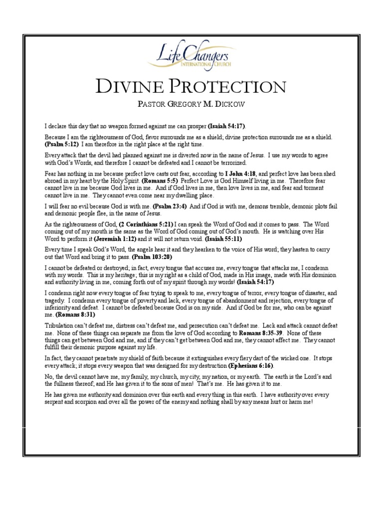 Divine Protection Through Faith | PDF | Covenant (Biblical) | Demons