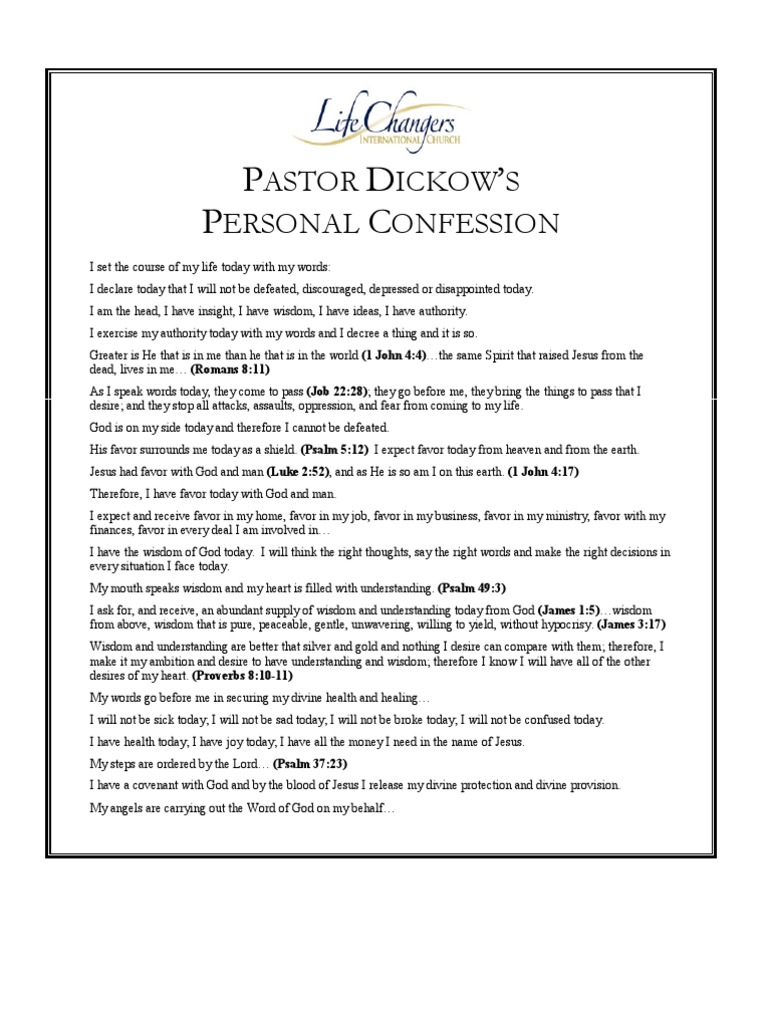 Pastor Dickow's Personal Confession of Faith | PDF | Wisdom | Divinity