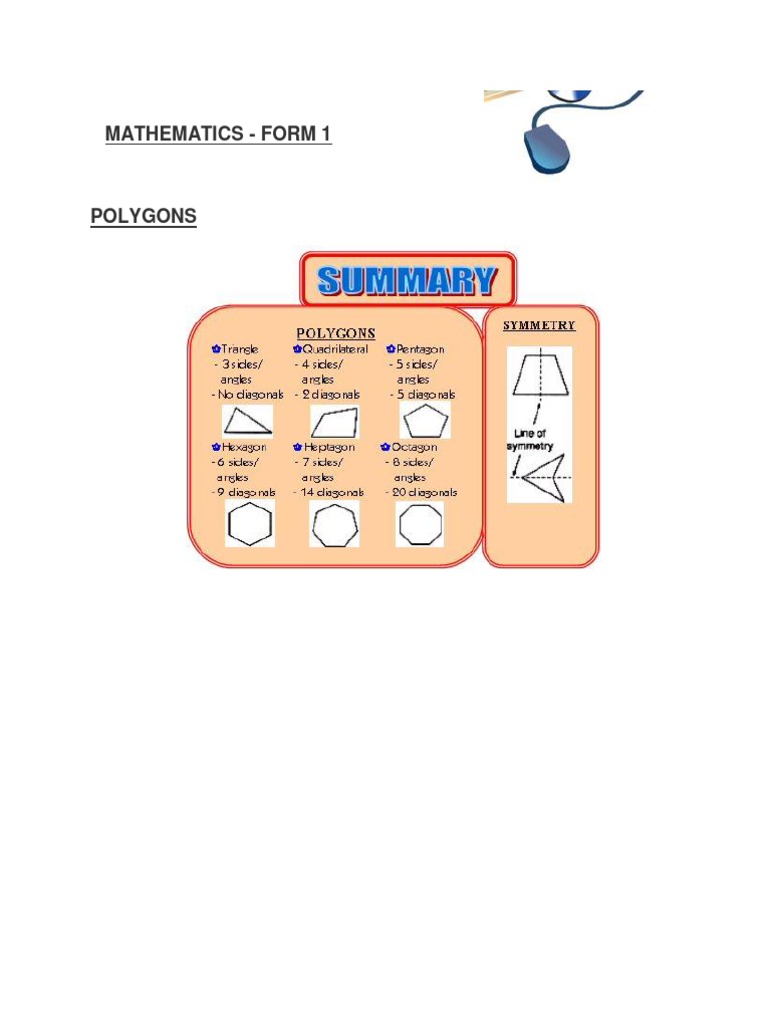 Polygons Form 1 | PDF | Symmetry | Triangle
