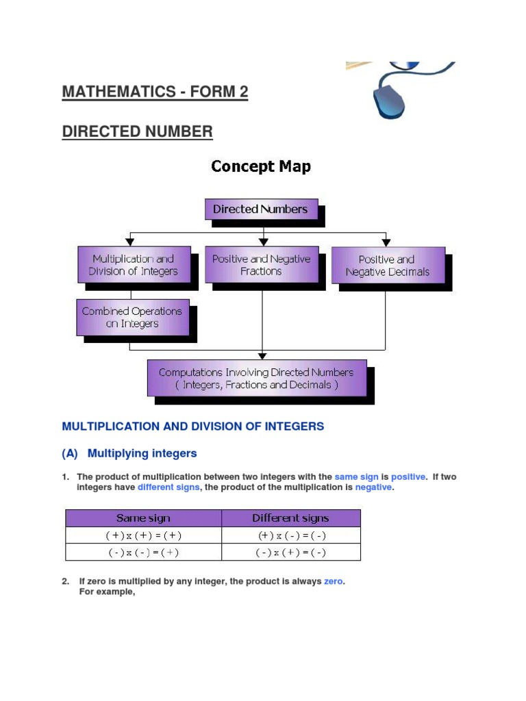Directed Number Form 2 | PDF | Division (Mathematics) | Multiplication