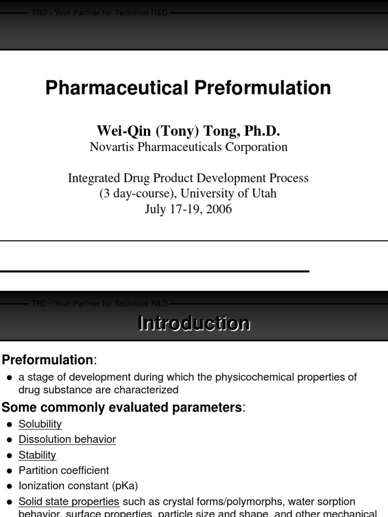 Preformulation Studies | PDF | Pharmaceutical Formulation | Solubility