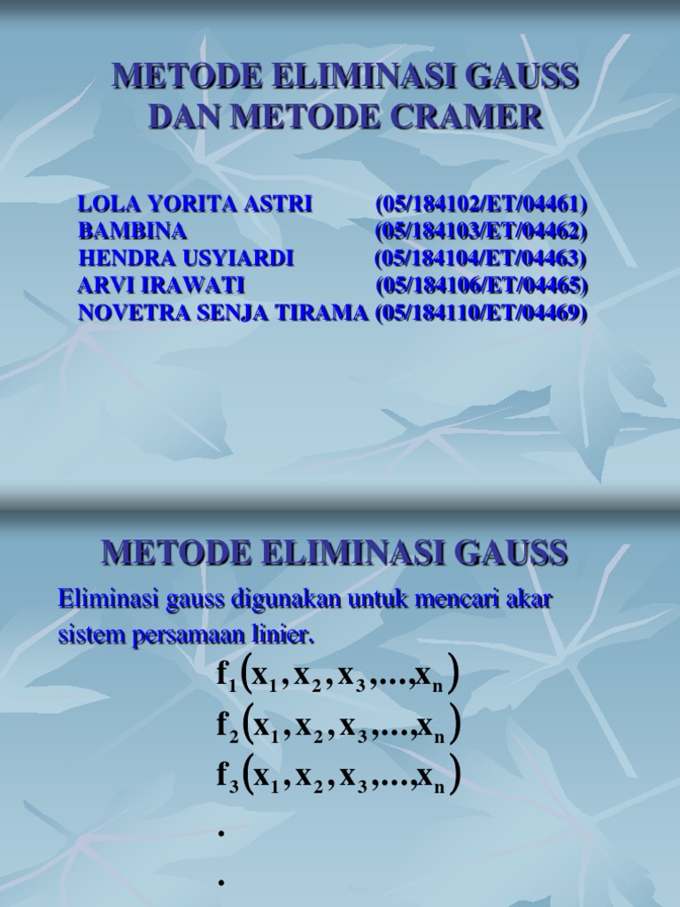 Metode Eliminasi Gauss & Metode Cramer | PDF