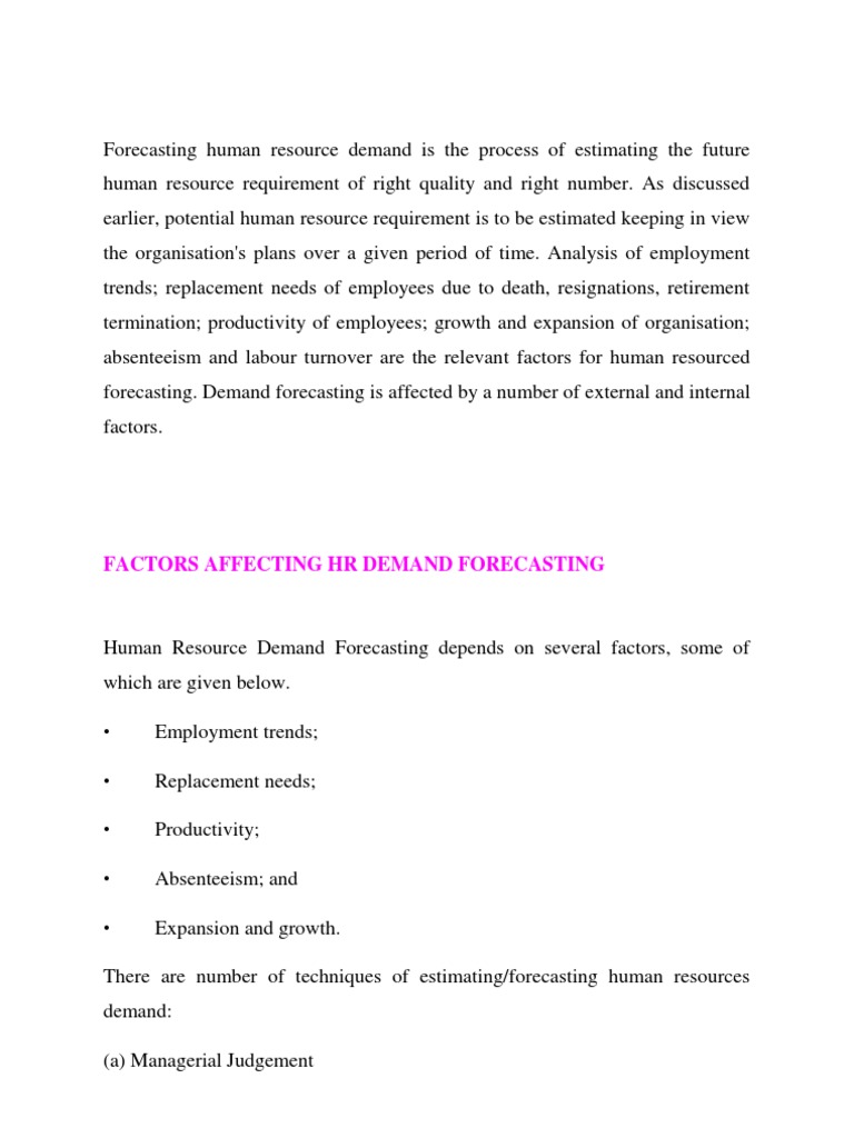 HR Demand Forecasting Techniques | PDF | Human Resources | Forecasting