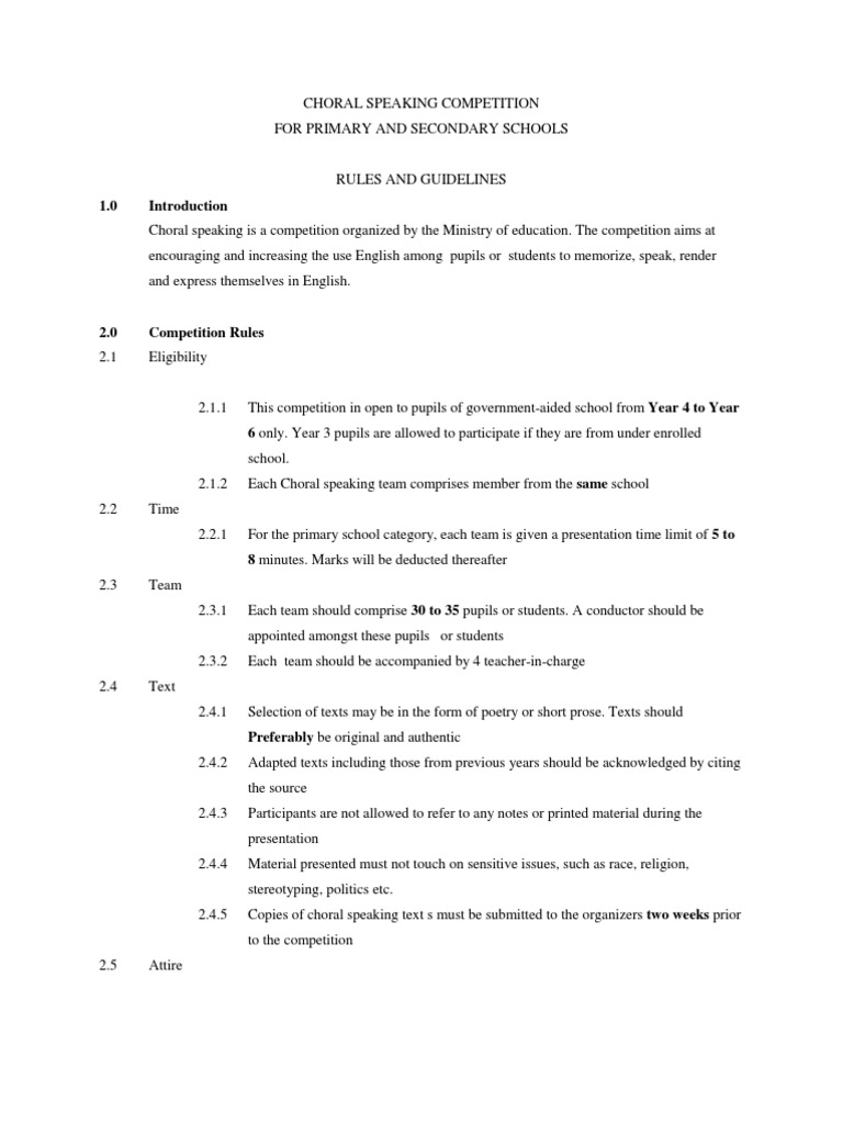 CHORAL SPEAKING COMPETITION | Singing | Choir
