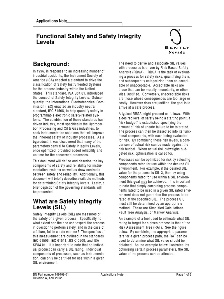 Functional Safety and Safety Integrity Levels | PDF | Reliability ...