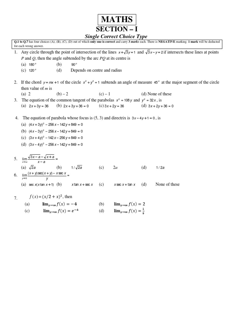 Circle and Parabola Problem Set | PDF | Teaching Methods & Materials