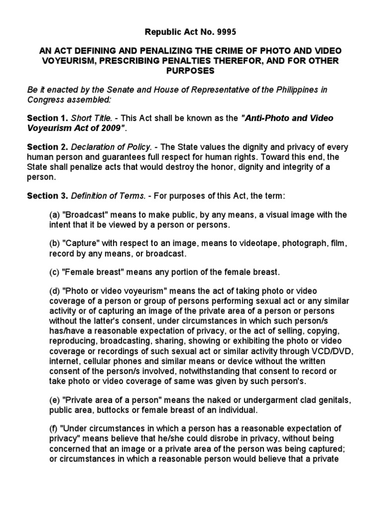 Ra 9995 Photo and Video Voyouerism | PDF | Crime & Violence | Crime ...