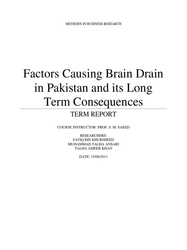Brain Drain of Pakistan | PDF | Human Capital Flight | Focus Group