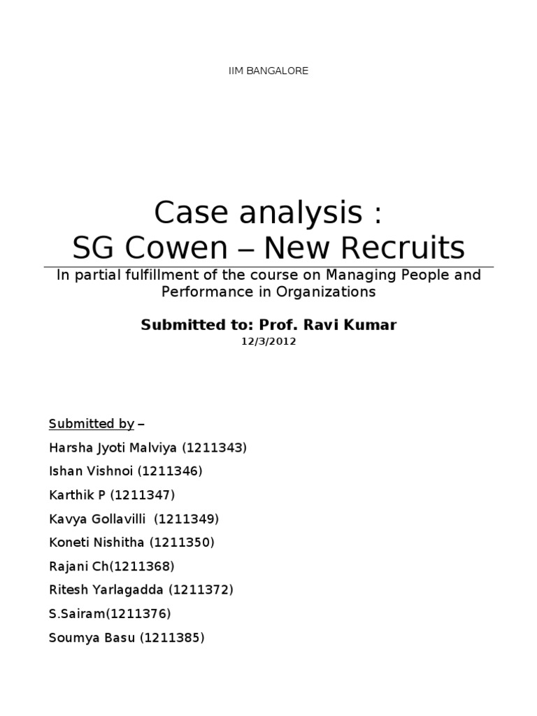 SG COwen Analysis | PDF | Recruitment | Leadership