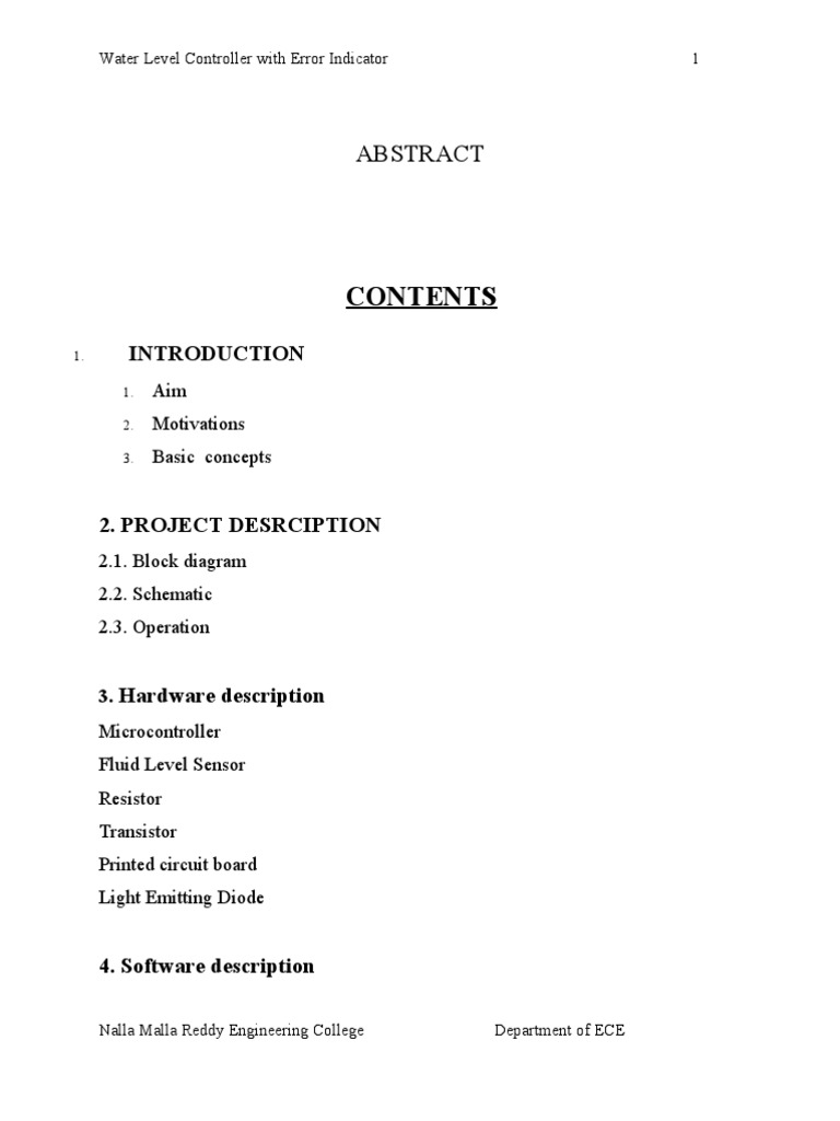 Automatic Water Level Indicator | PDF | Microcontroller | Resistor