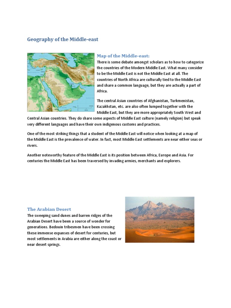 Geography of The Middle East | PDF | Middle East | Central Asia