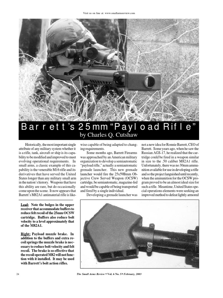 Barrett 25mm Payload Rifle | PDF | Rifle | Cartridge (Firearms)