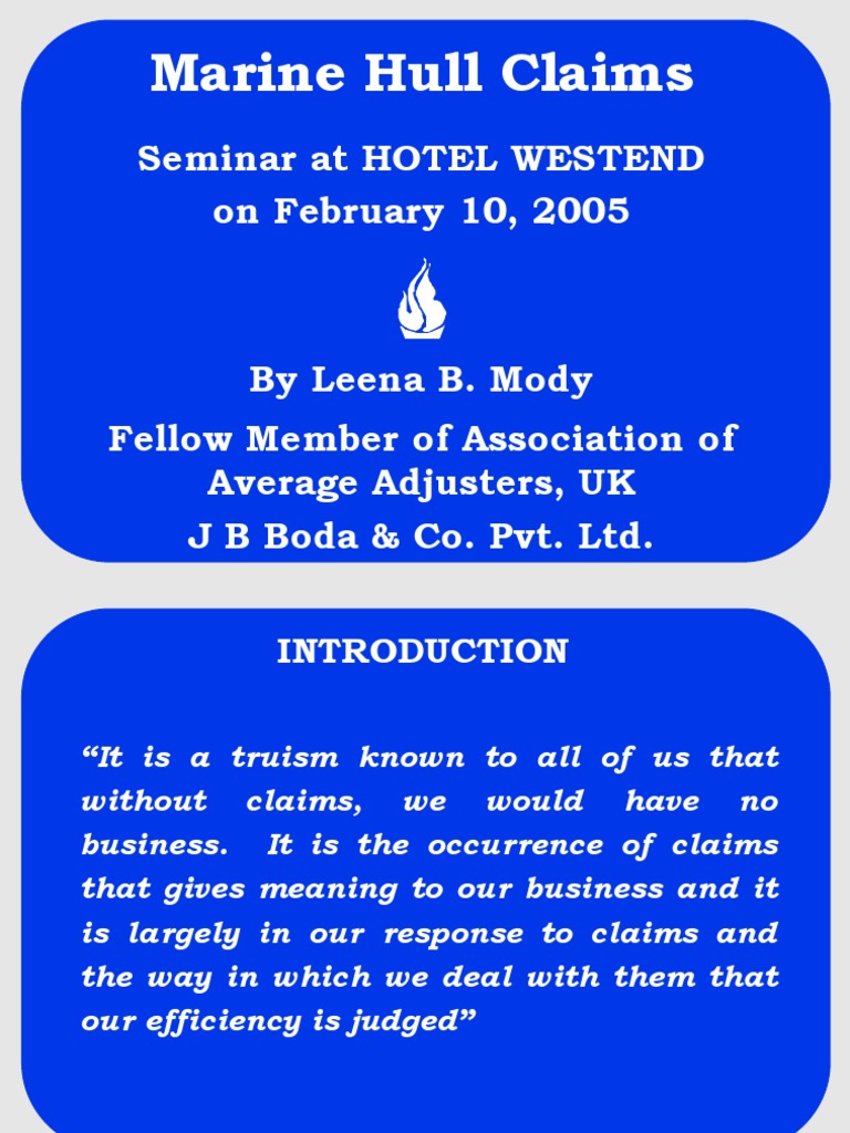 Marine Hull Claims Overview and Perils | PDF | Indemnity | Insurance