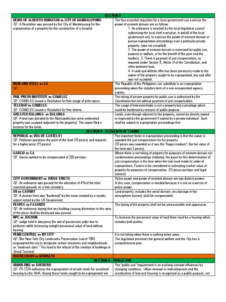 Section 9 Cases Pdf Eminent Domain Just Compensation