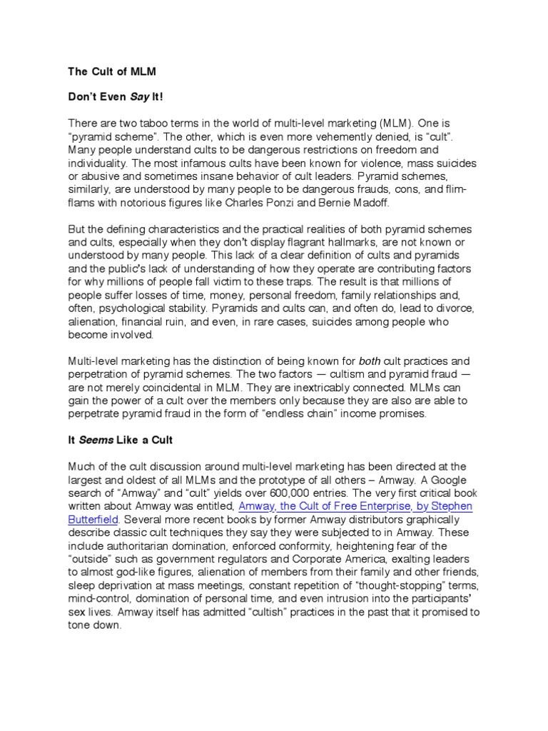 The Cult of MLM | PDF | Multi Level Marketing | Business