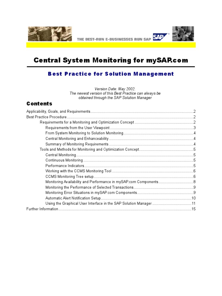 SOLMAN:Monitoring Best Practice | PDF | Sap Se | Performance Indicator