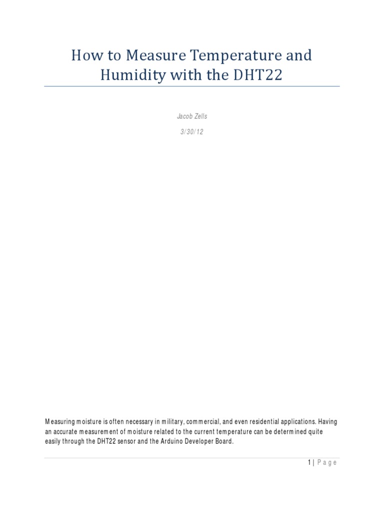 DHT22 Temperature Humidity Sensor | PDF | Arduino | Electrical Engineering