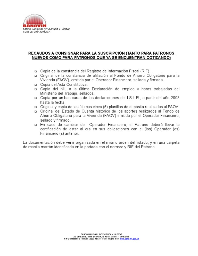 Recaudos para Inscripción en FAOV | PDF