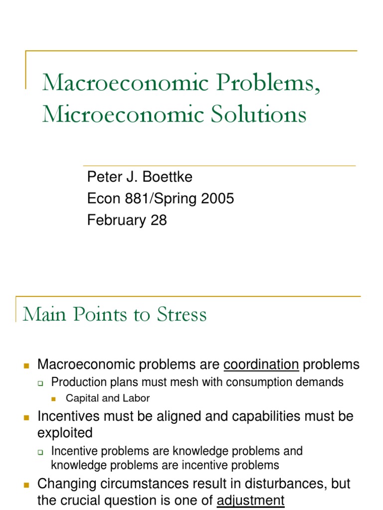 Macroeconomic Problems, Microeconomic Solutions: Peter J. Boettke Econ ...