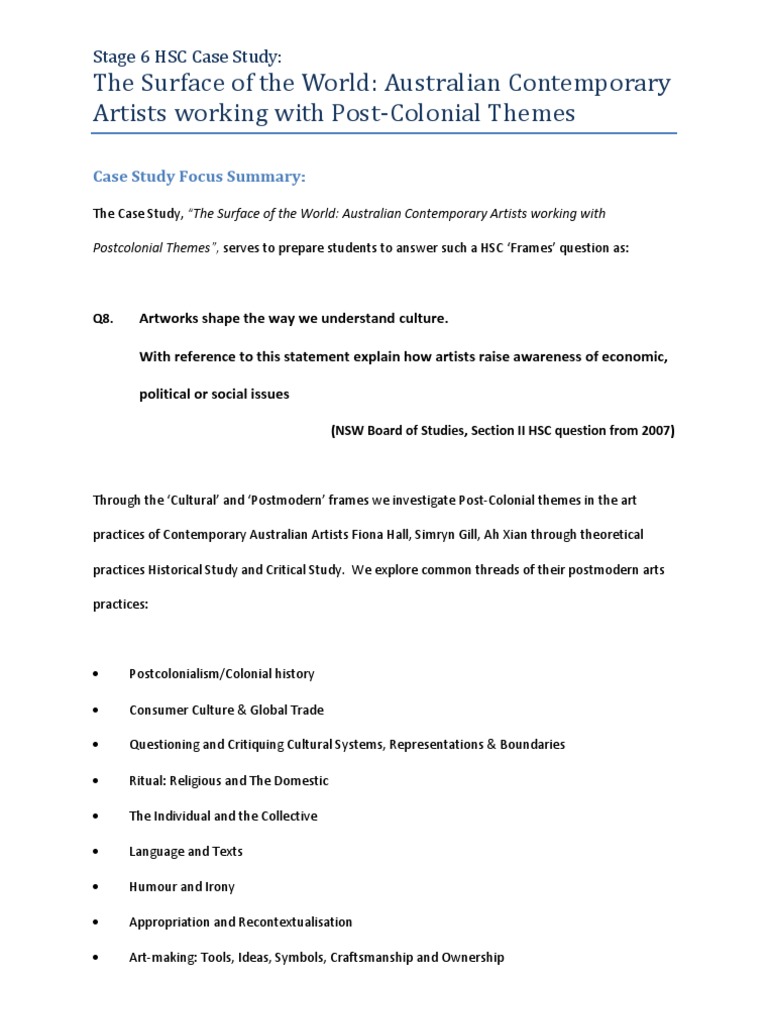 Yr 11-12 Visual Art Case Study | PDF | Postcolonialism | Contemporary Art