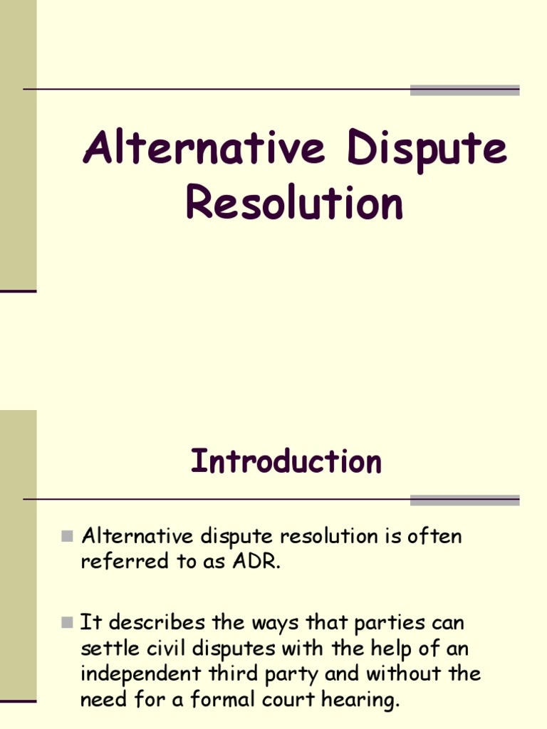 Alternative Dispute Resolution | PDF | Alternative Dispute Resolution ...