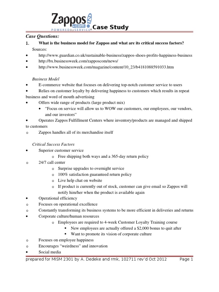 Zappos Case Study | PDF