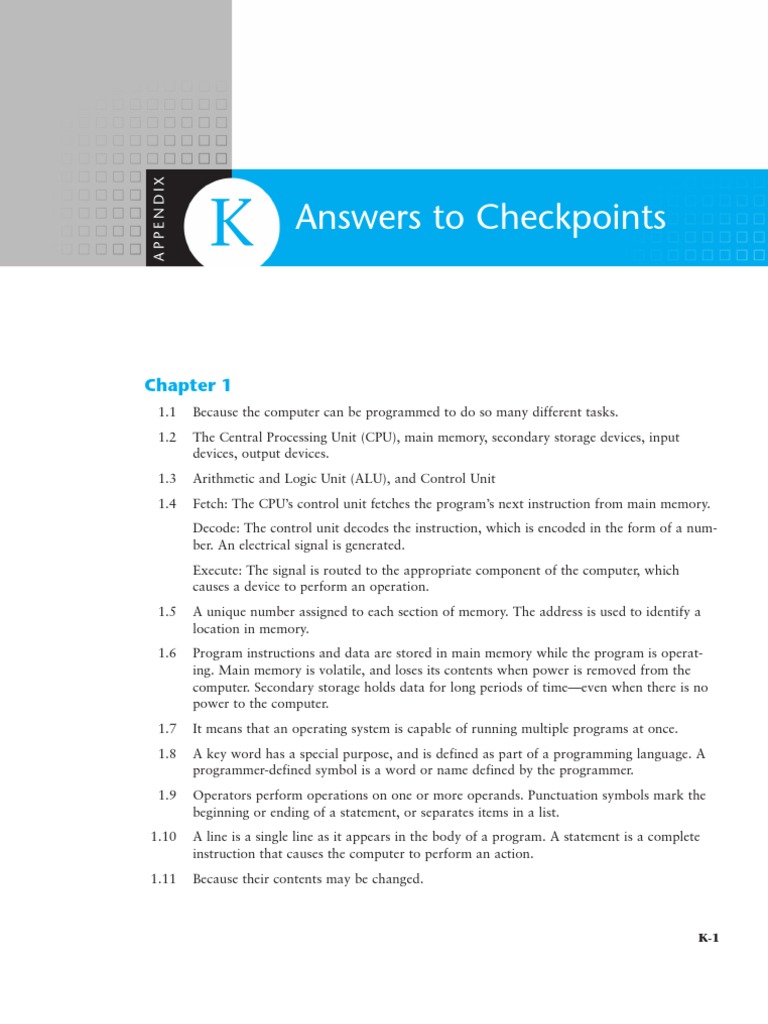 Checkpoint Answers | PDF | Inheritance (Object Oriented Programming) | Class (Computer Programming)