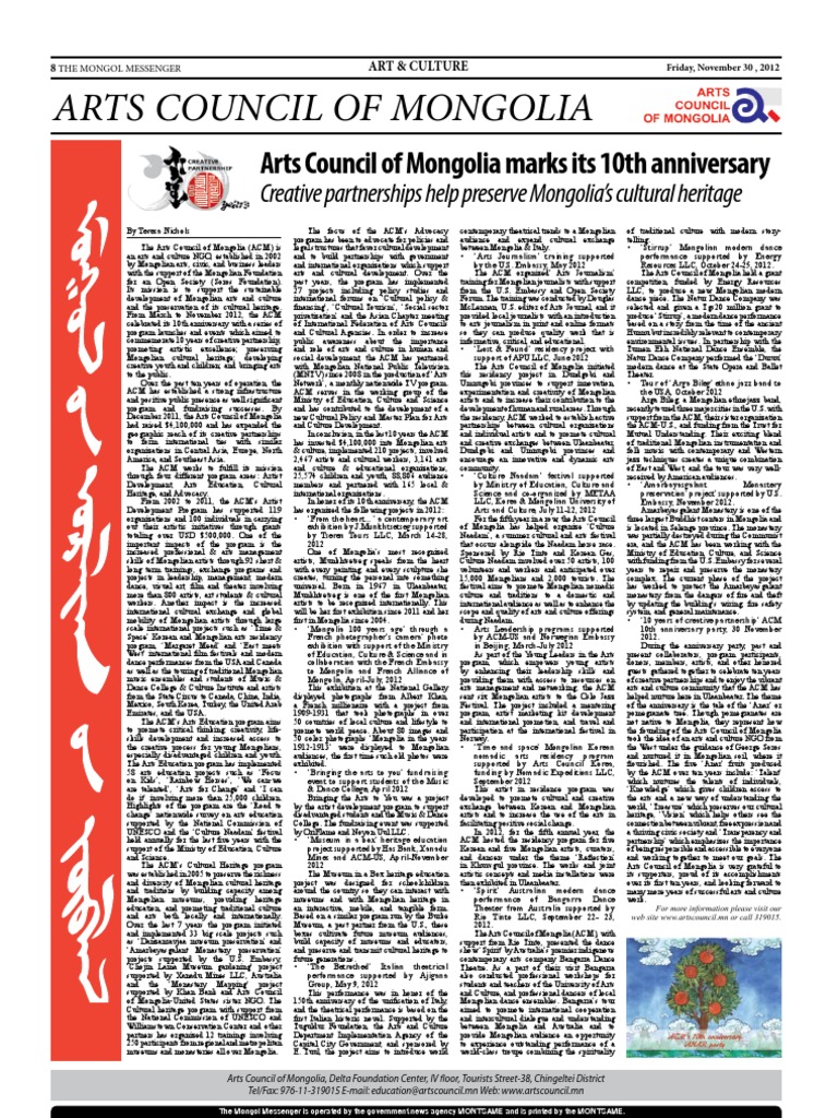 Mongol Messenger, December, 2012 | PDF | Mongolia | Dances