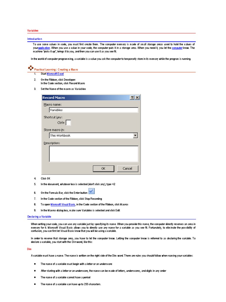 Creating Macro | PDF | Subroutine | Variable (Computer Science) Creating Macro | PDF | Subroutine | Variable (Computer Science)