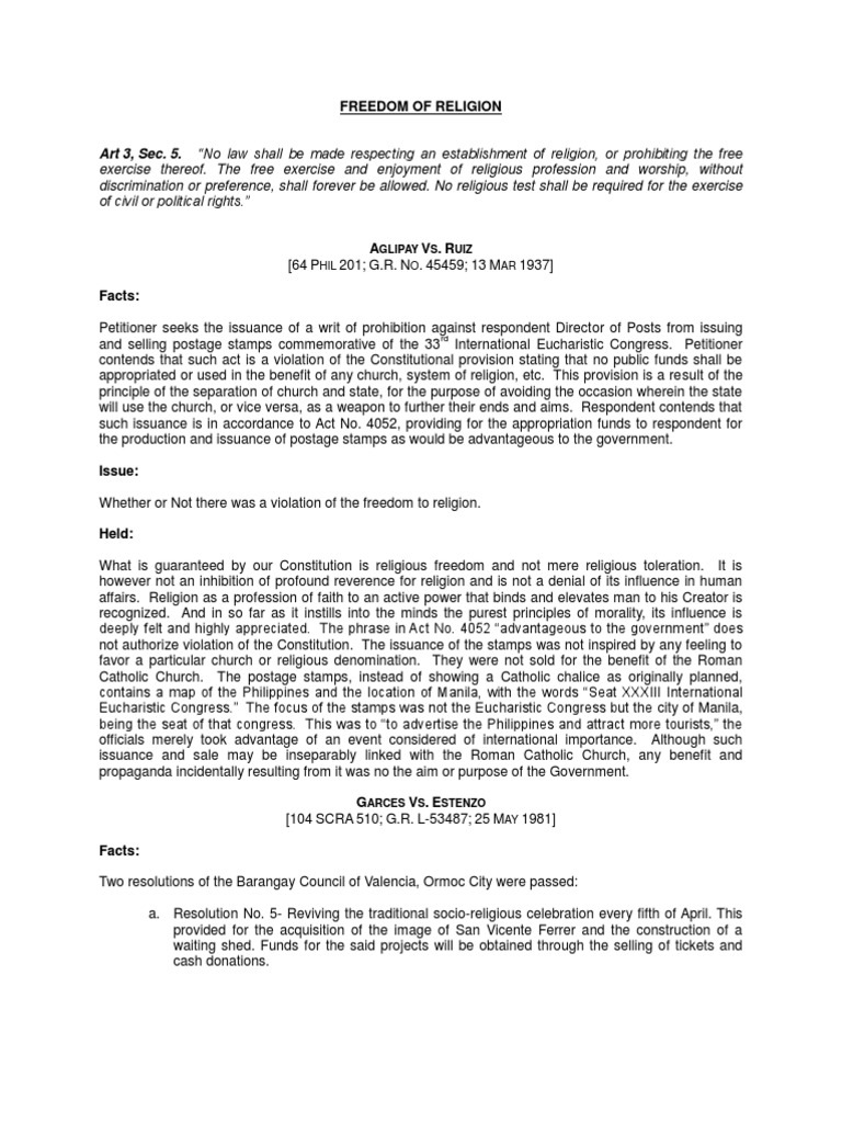 Freedom of Religion | PDF | Free Exercise Clause | Freedom Of Religion