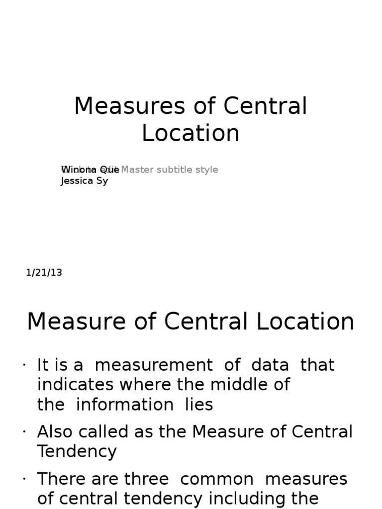 Measures of Central Location | PDF | Mean | Median